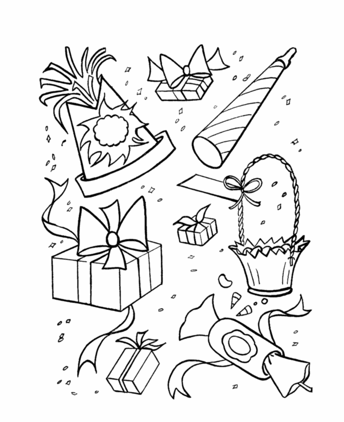 BlueBonkers Kids Birthday Present Coloring Page Sheets Presents And 