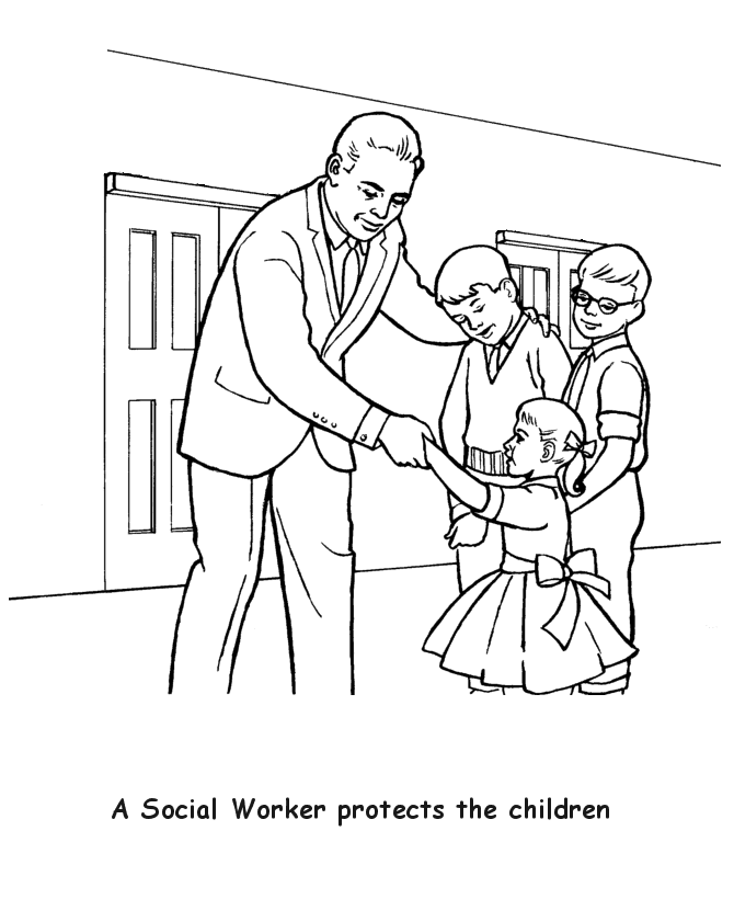 BlueBonkers - Labor Day Coloring Page Sheets - Social Worker is a worker